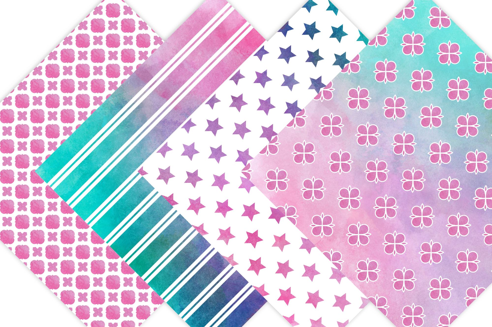 Watercolor Digital Paper Patterns (14803) | Backgrounds | Design Bundles