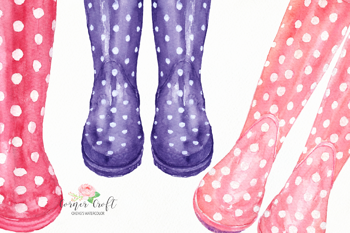 Watercolor Polka Dot Rain Boots, Polka Dot Wellies (50248 ...