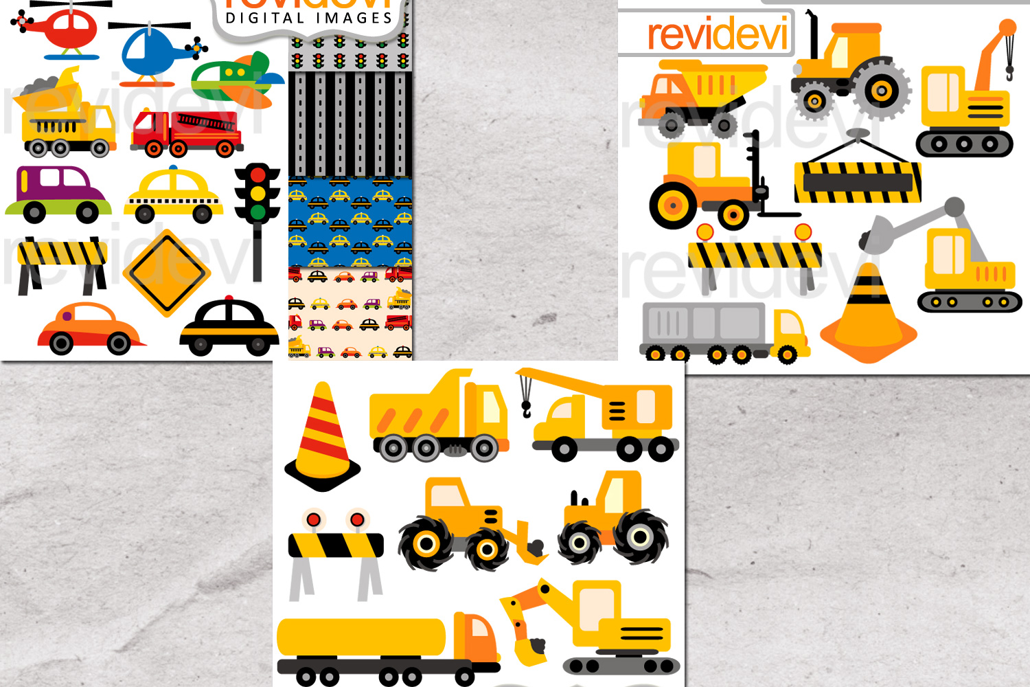 Transportation vehicles clip art graphics bundle