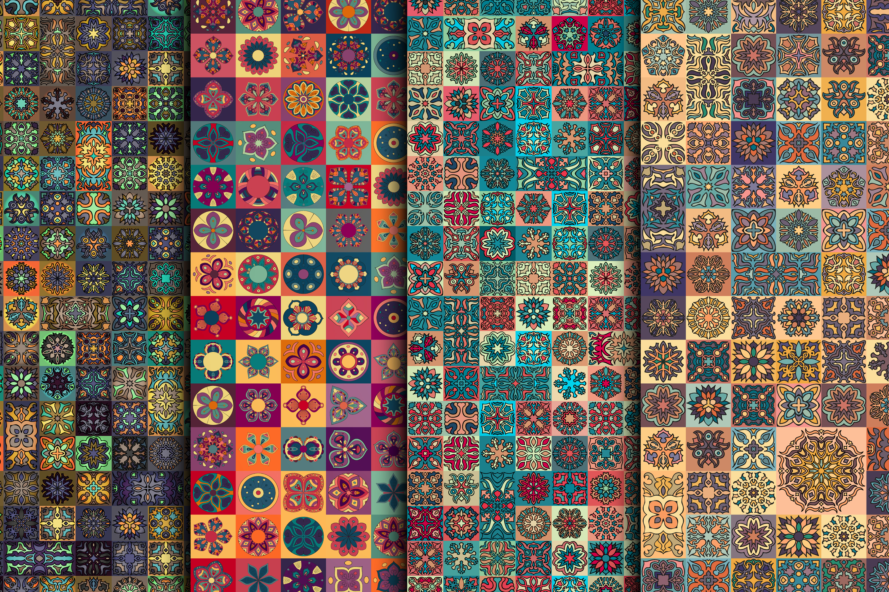 Tile mosaic seamless patterns collection (110438) | Patterns | Design ...