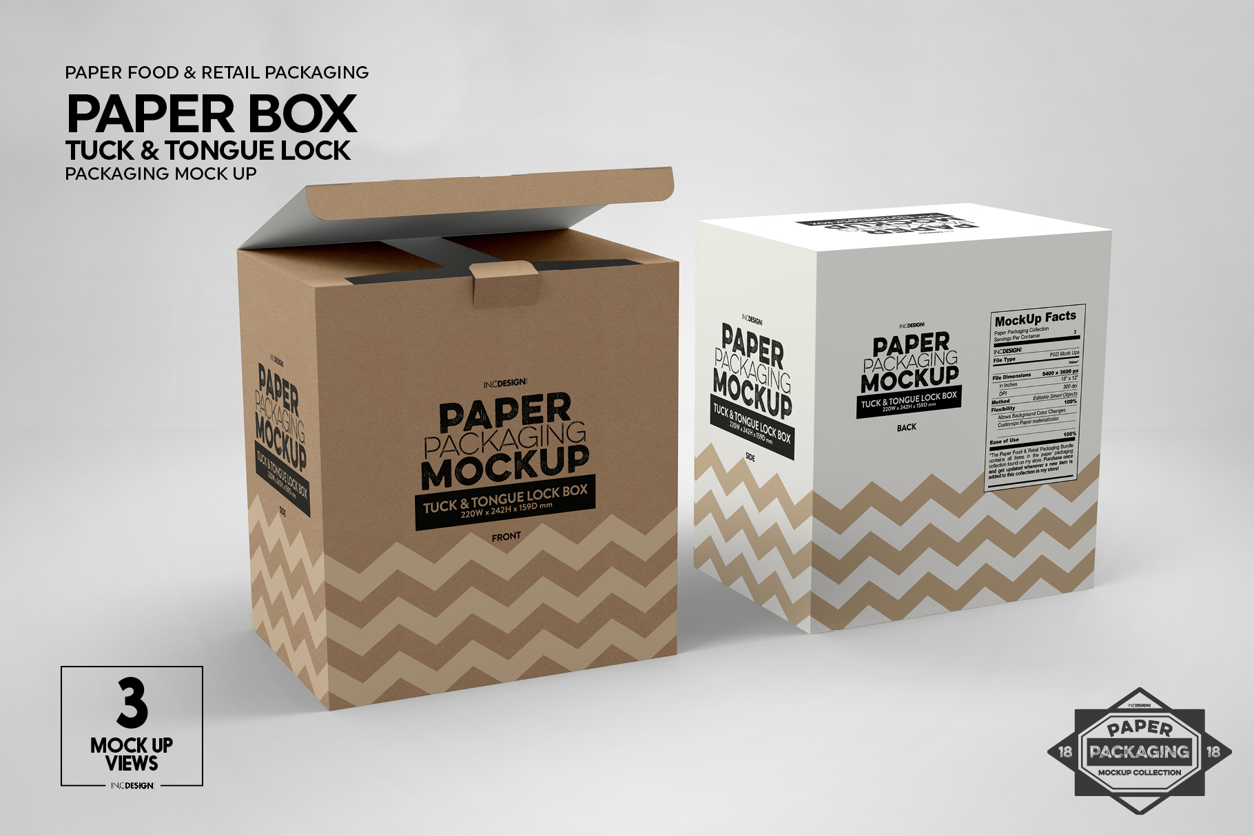 Paper Box Tuck & Tongue Lock Packaging Mockup
