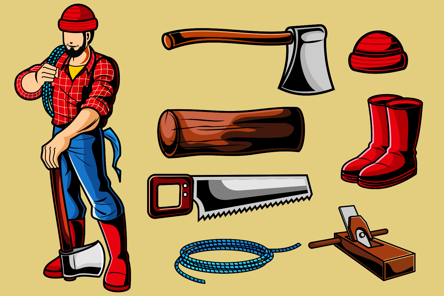 Lumberjack Vector Pack (33878) | Illustrations | Design Bundles