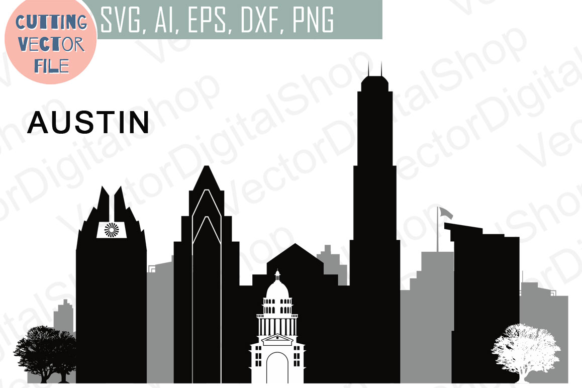 Austin Vector, Texas Skyline USA city, SVG, JPG, PNG, DWG, CDR, EPS, AI
