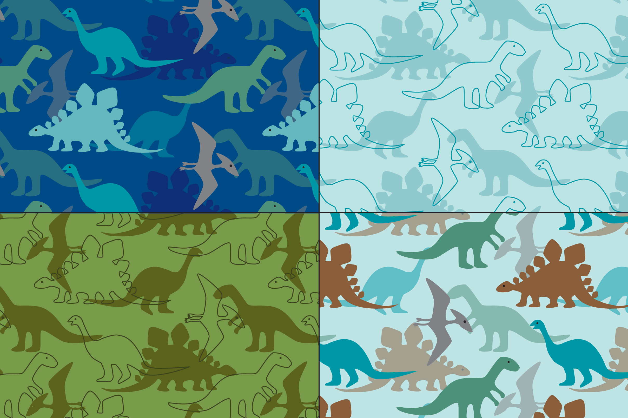 Seamless Dinosaur Patterns (150893) | Patterns | Design Bundles