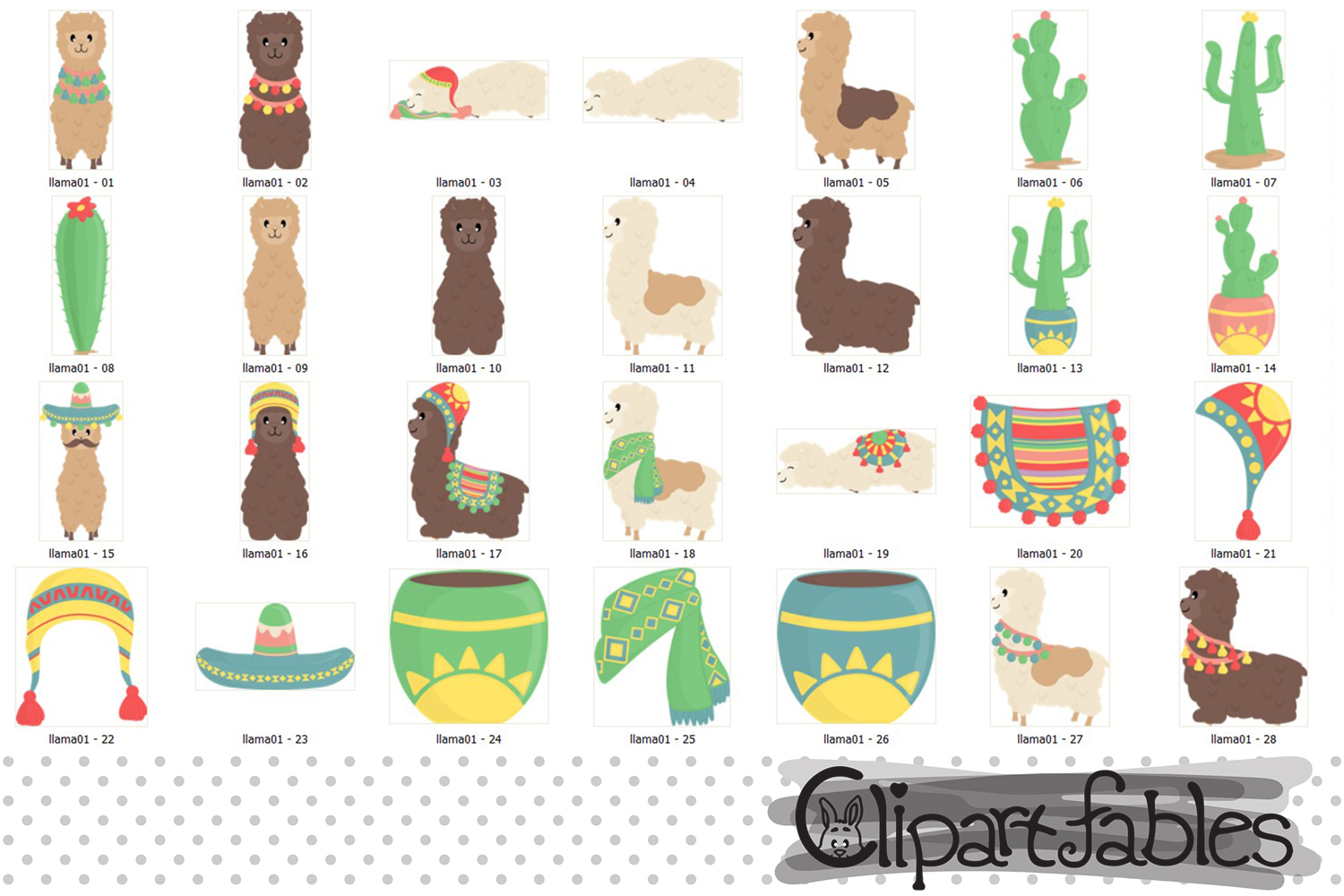 Cute llama clipart, Colorful alpaca clip art set - INSTANT