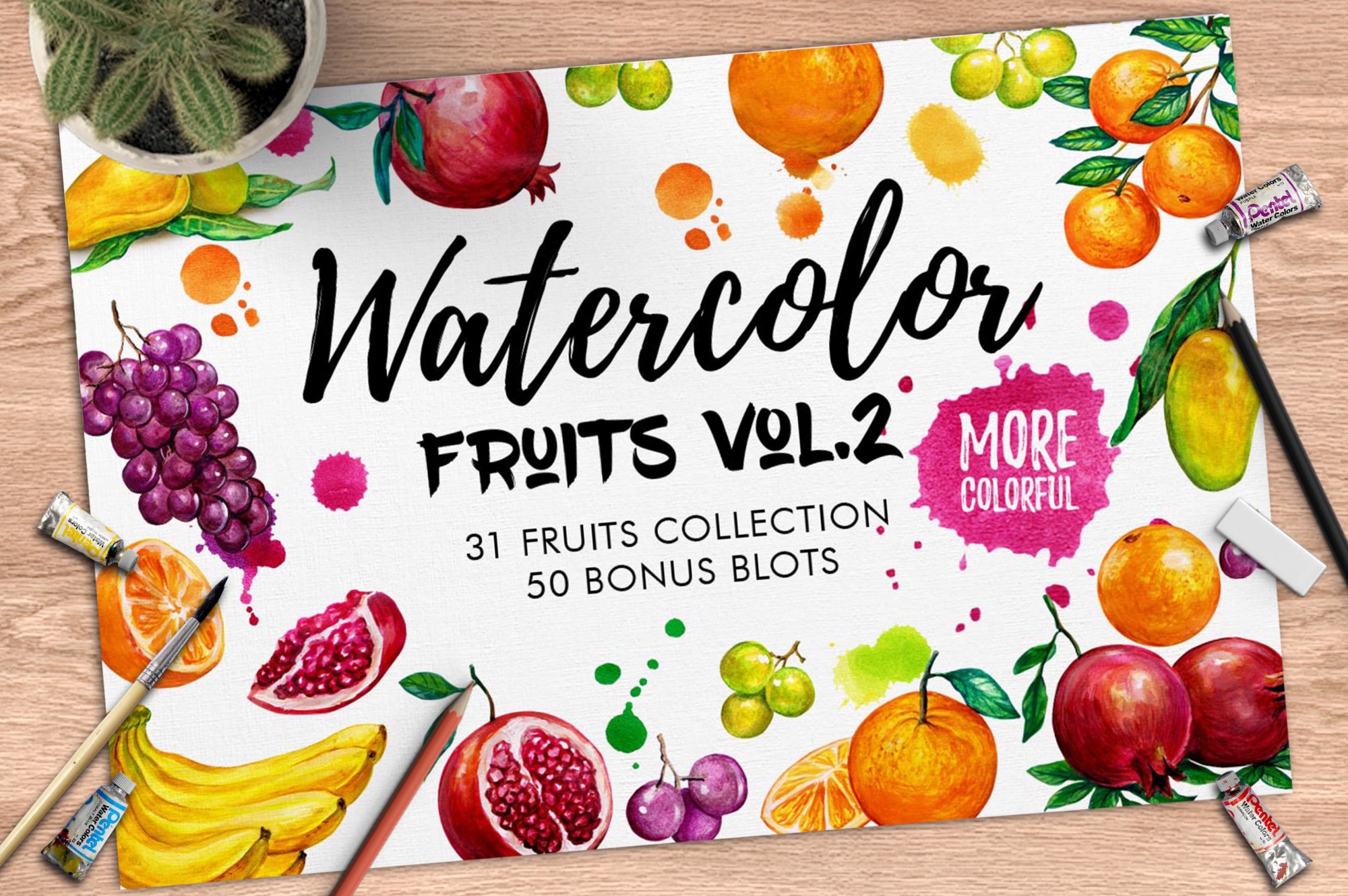 Watercolor Fruits Vol. 2 (17150) | Illustrations | Design Bundles