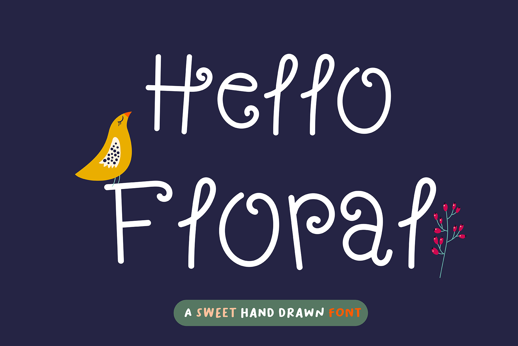 Hello Floral Handwritten- cute kid font Kawaii style!