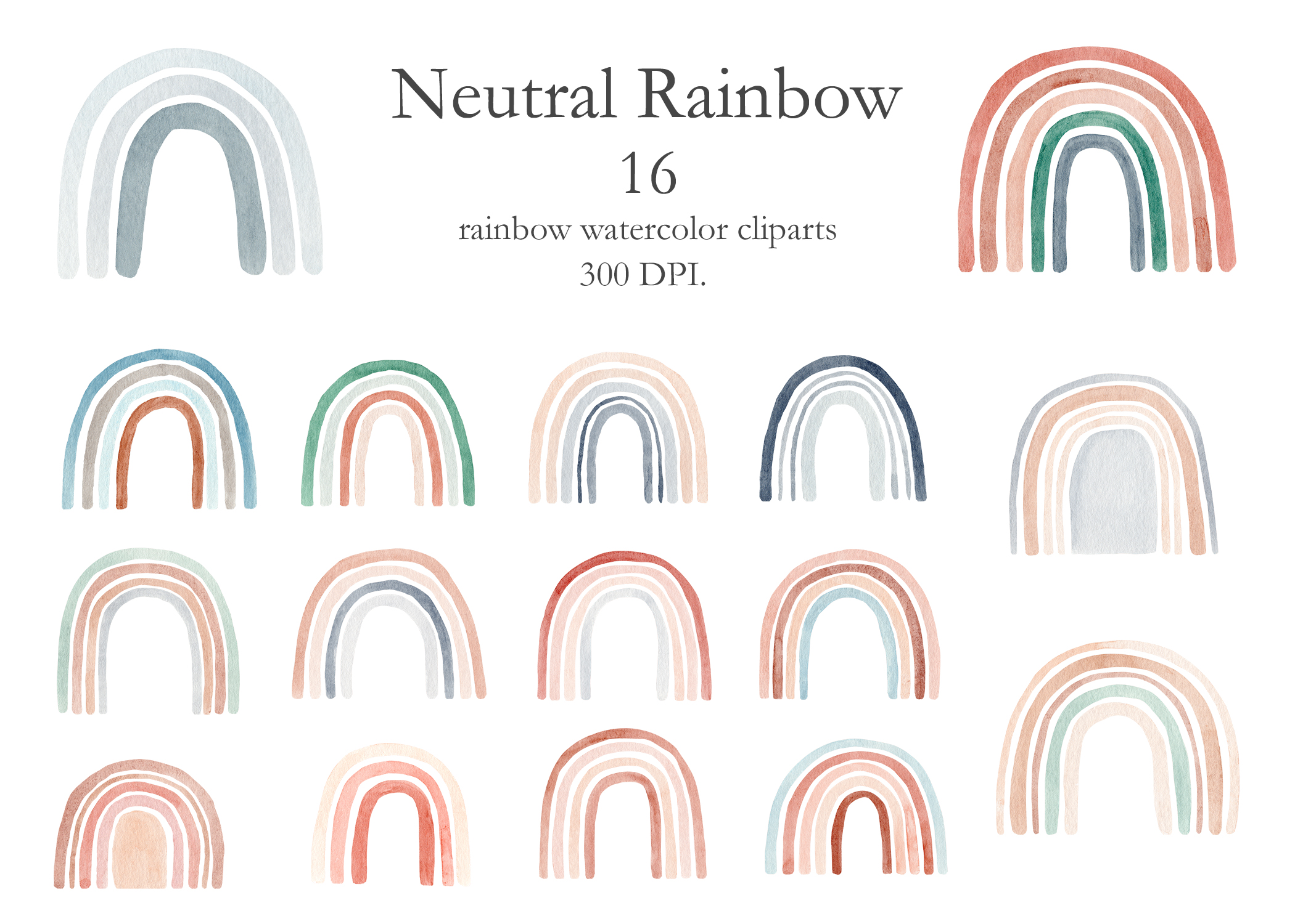 Watercolor Rainbow Neutral Collection