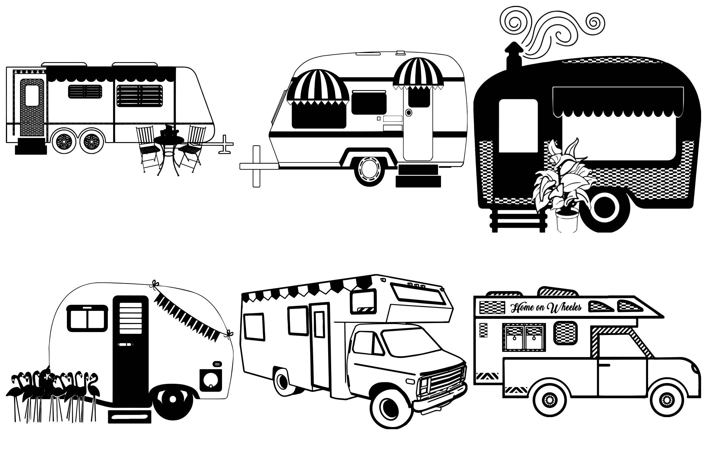 RV Campers, Trailers & Word Art AI EPS PNG