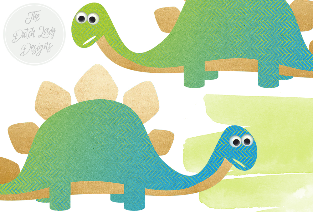Rainbow Dinosaur Clipart Set