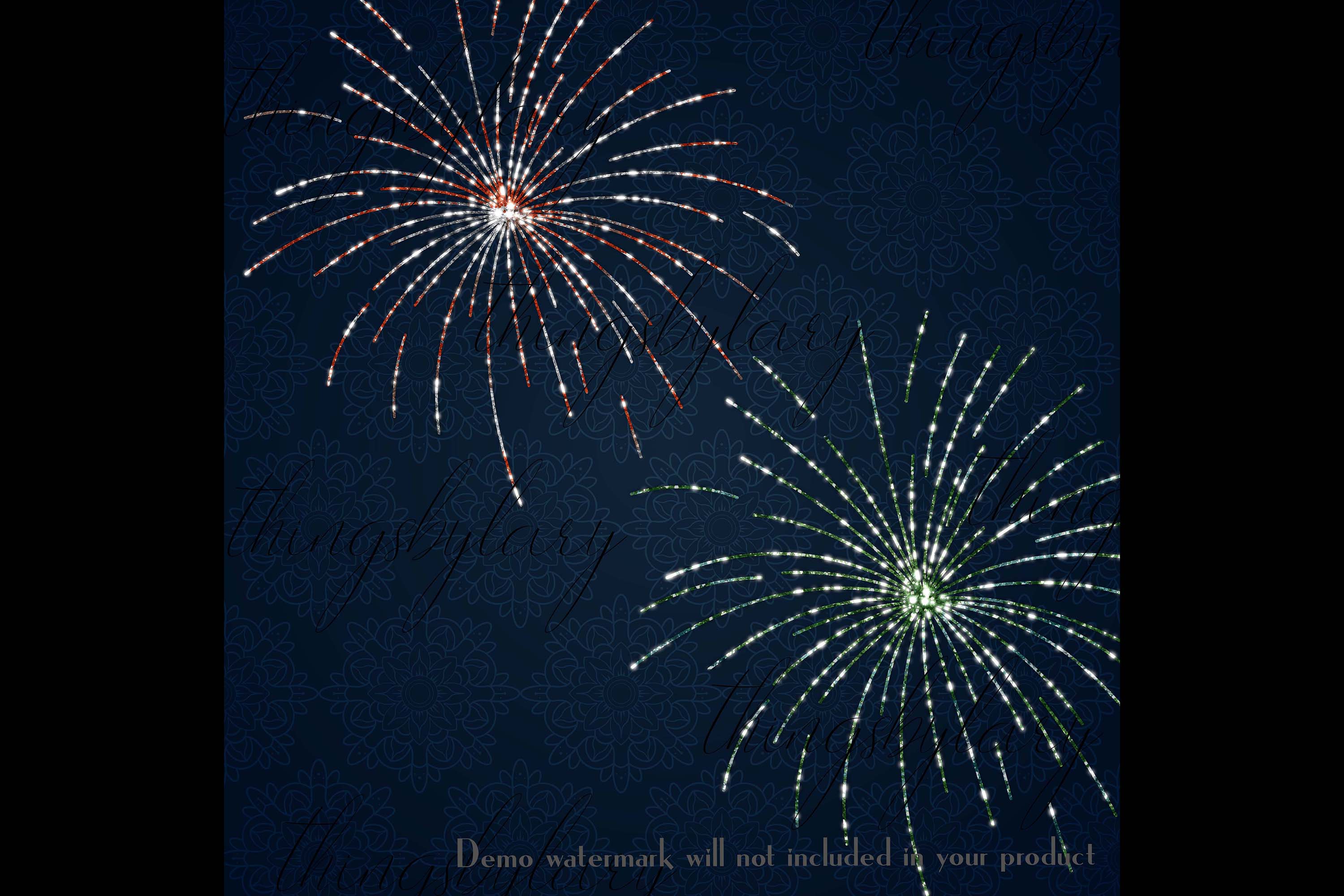 16 Glitter Glowing Fireworks New Year Eve PNG Overlay Images