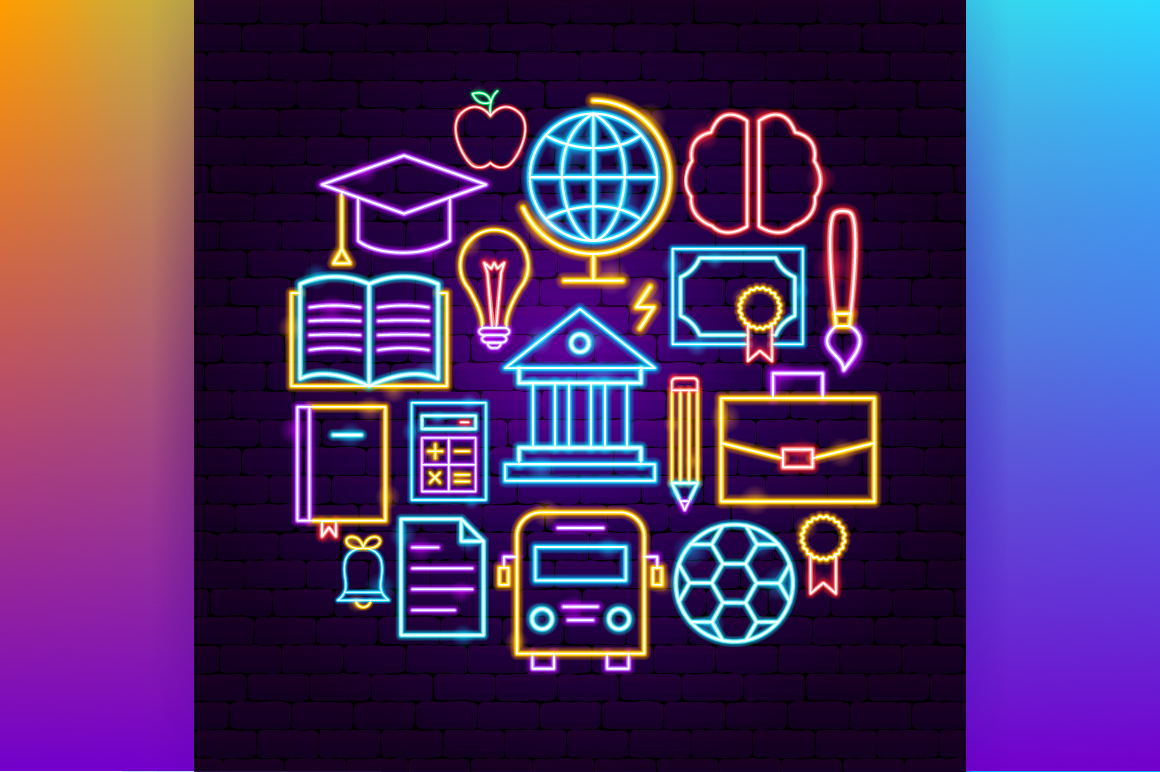 Back to School Neon (284051) | Icons | Design Bundles