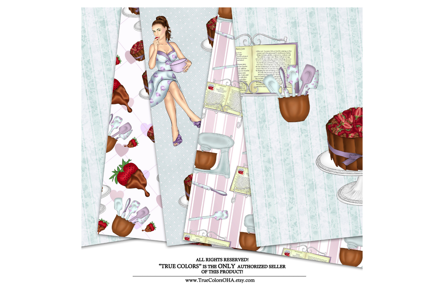 Sweet Kitchen Digital Paper Bakery Girl Pastry Cook Woman