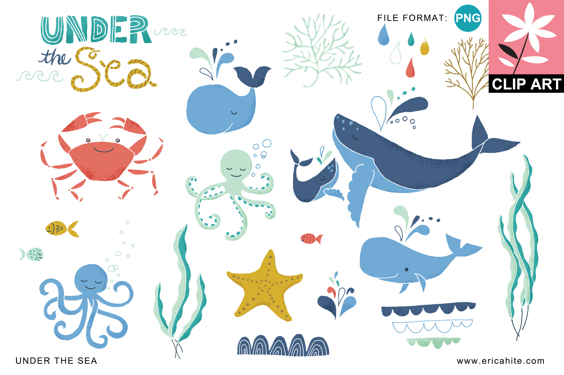 Under the Sea Clip Art PNG (2970) | Illustrations | Design Bundles