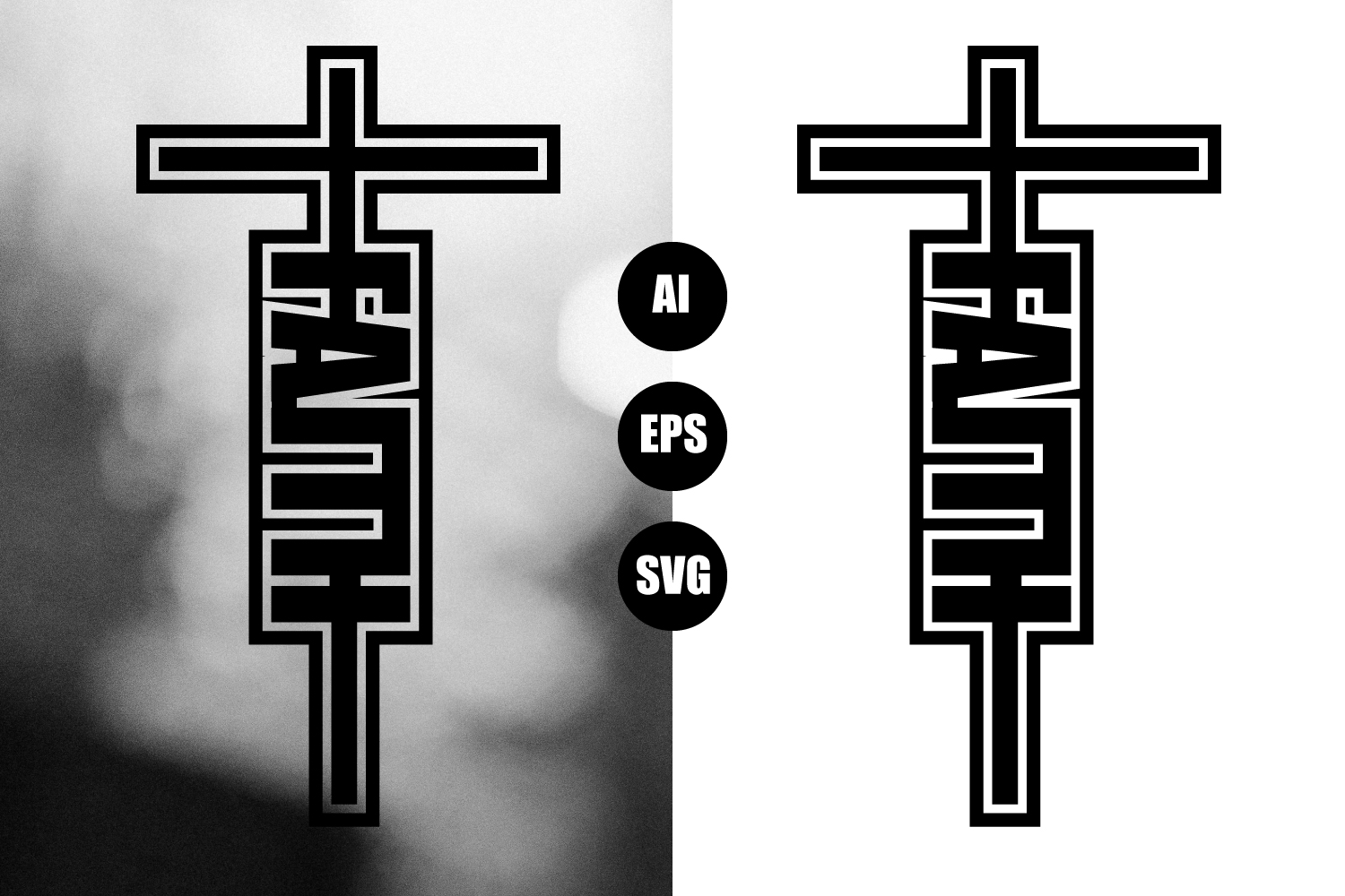 Faith Wording in Cross, Faith Cross SVG, AI, EPS
