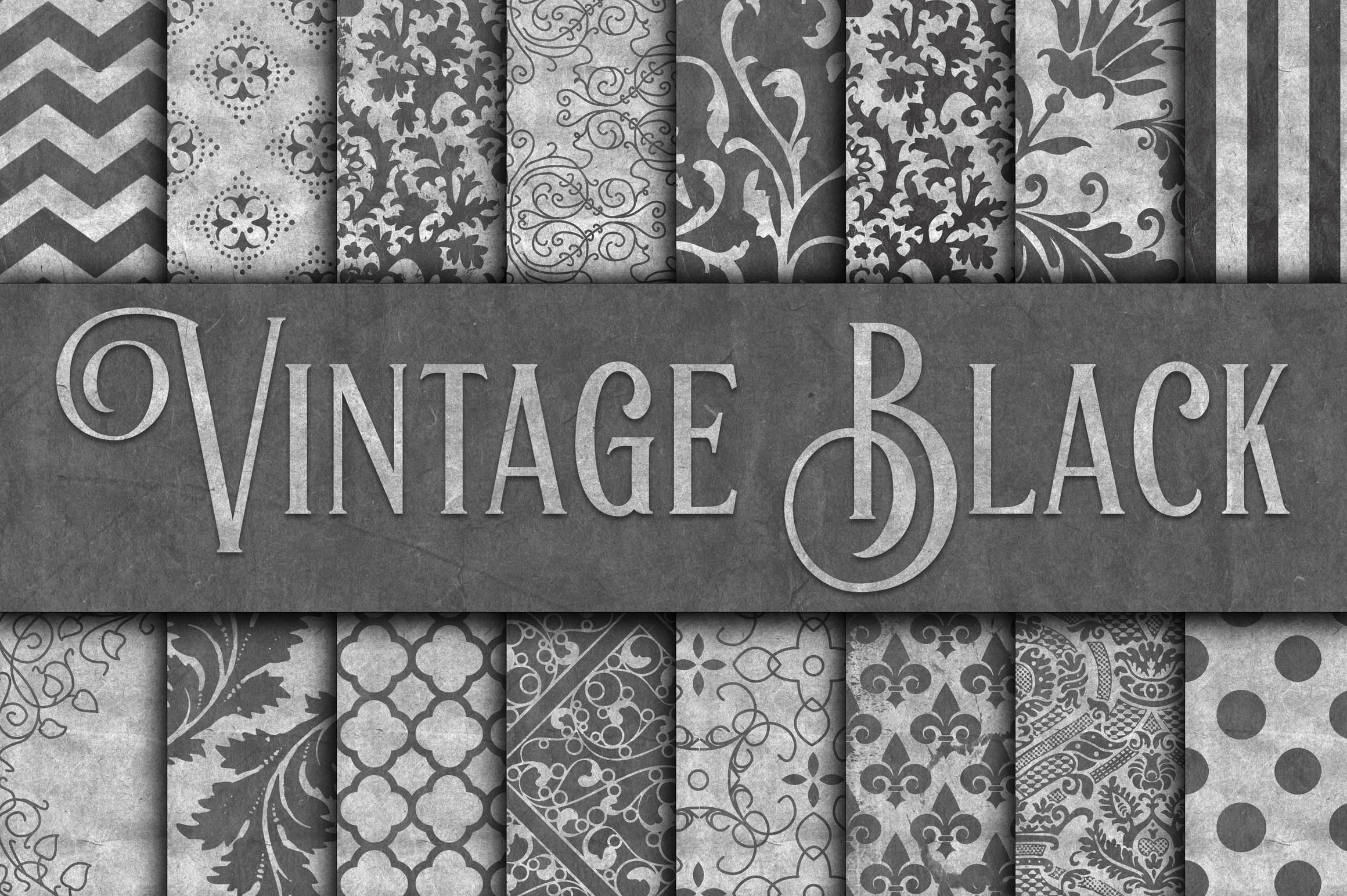 Vintage Black Digital Paper (38745) | Backgrounds | Design Bundles