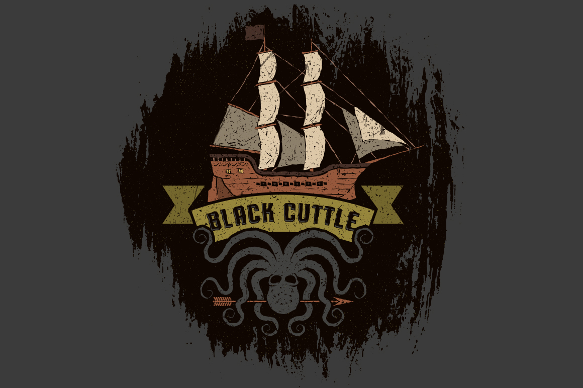 Pirate logos set with grunge