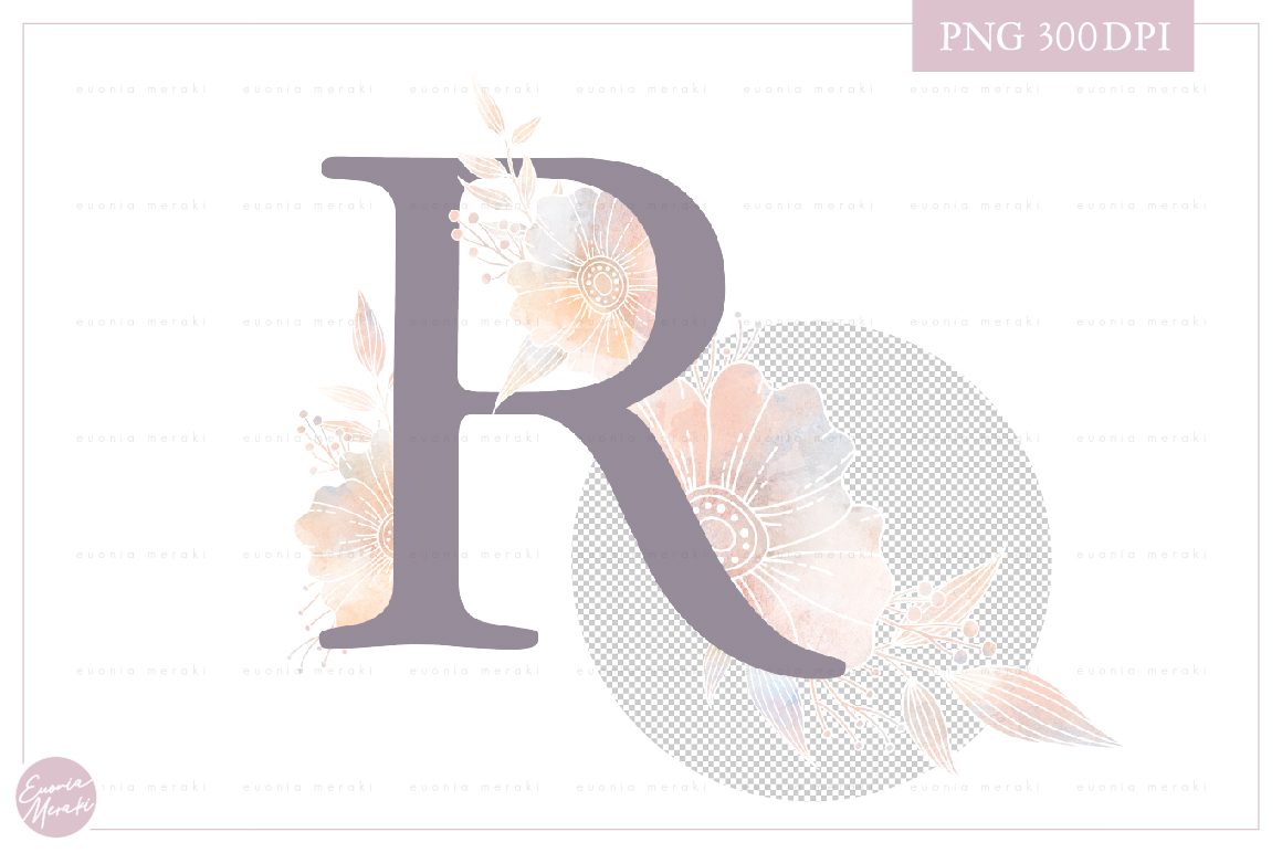 Letter R Floral MONOGRAM - elegant wedding flower initial (359169 ...