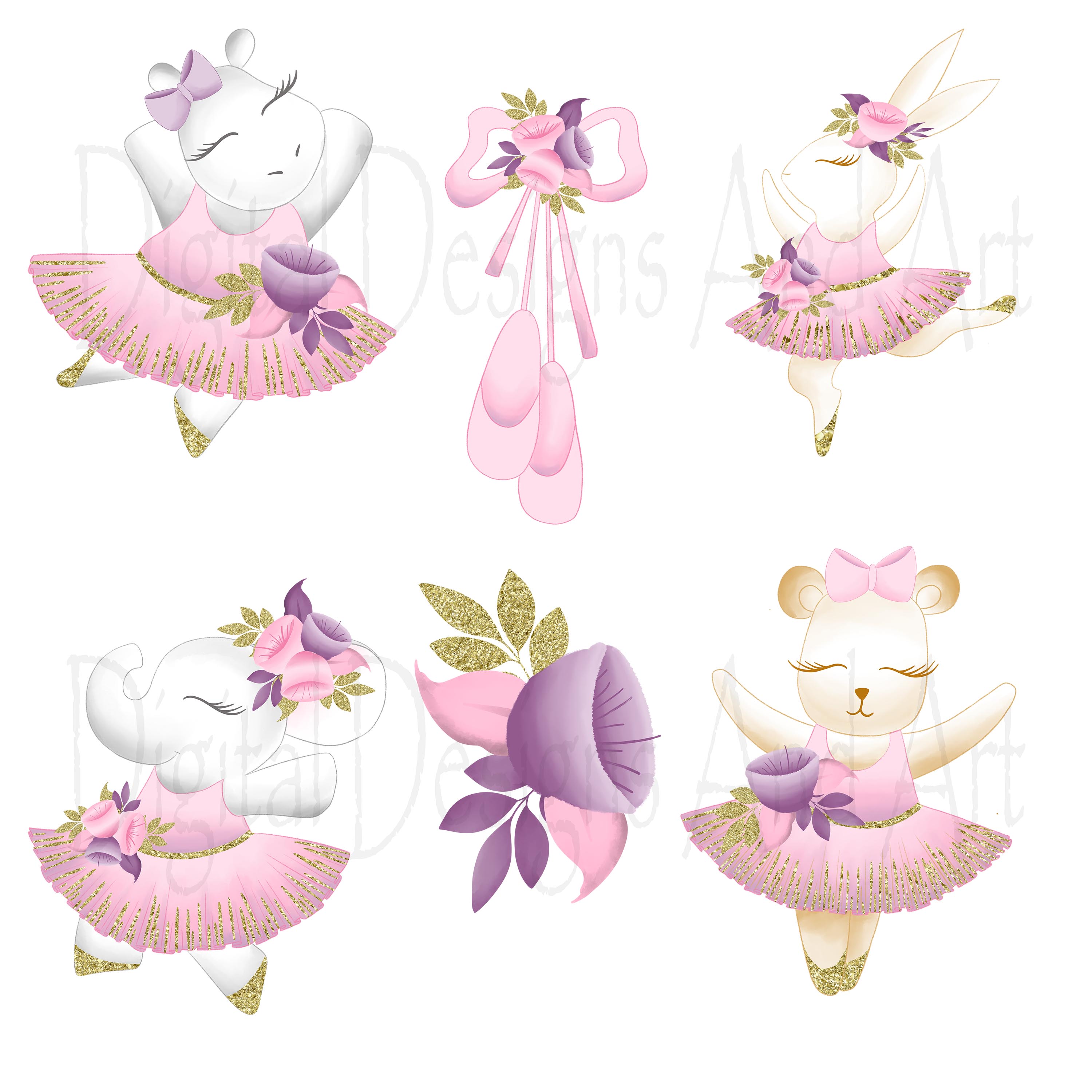 Ballerina animals clipart
