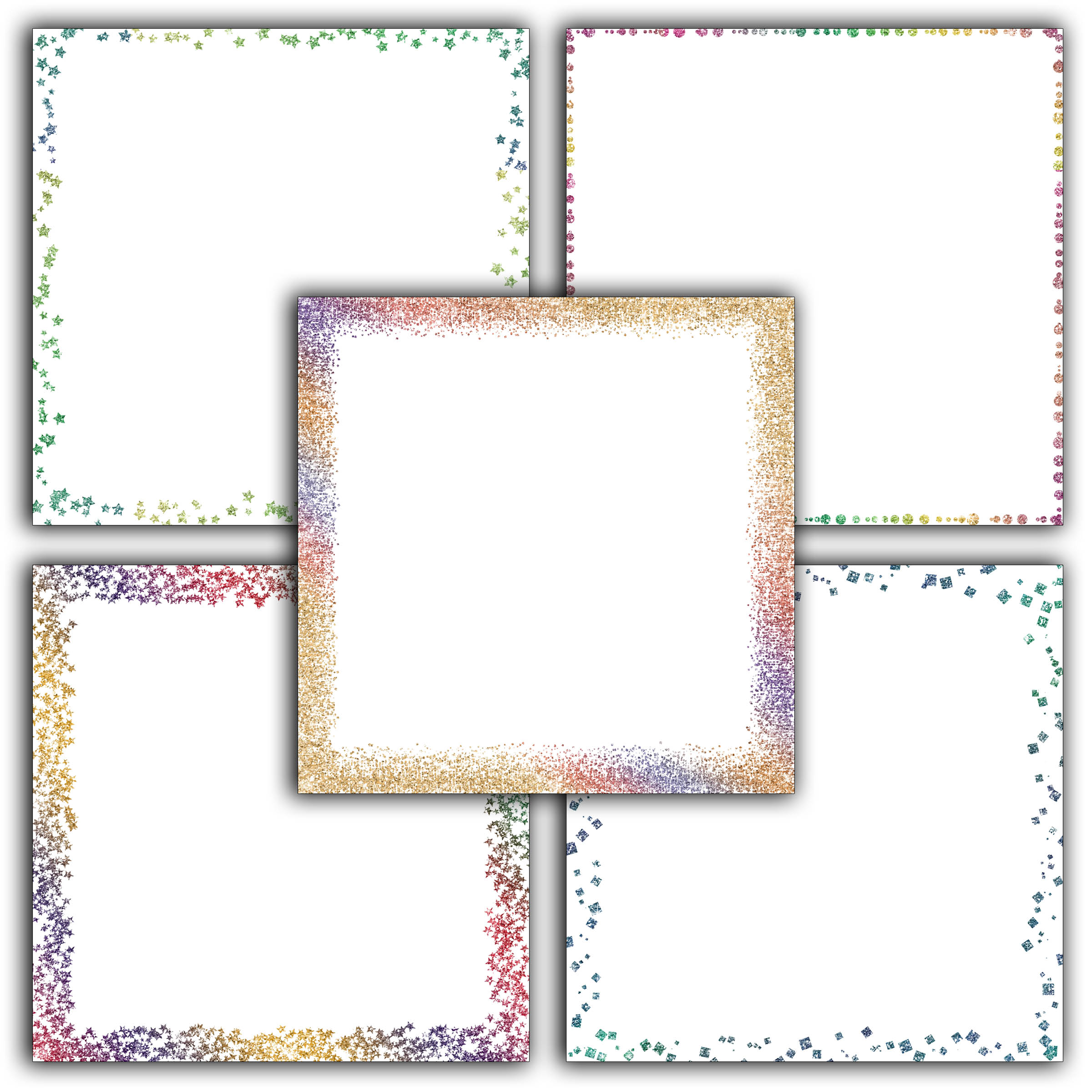 Rainbow Glitter Borders Digital Paper