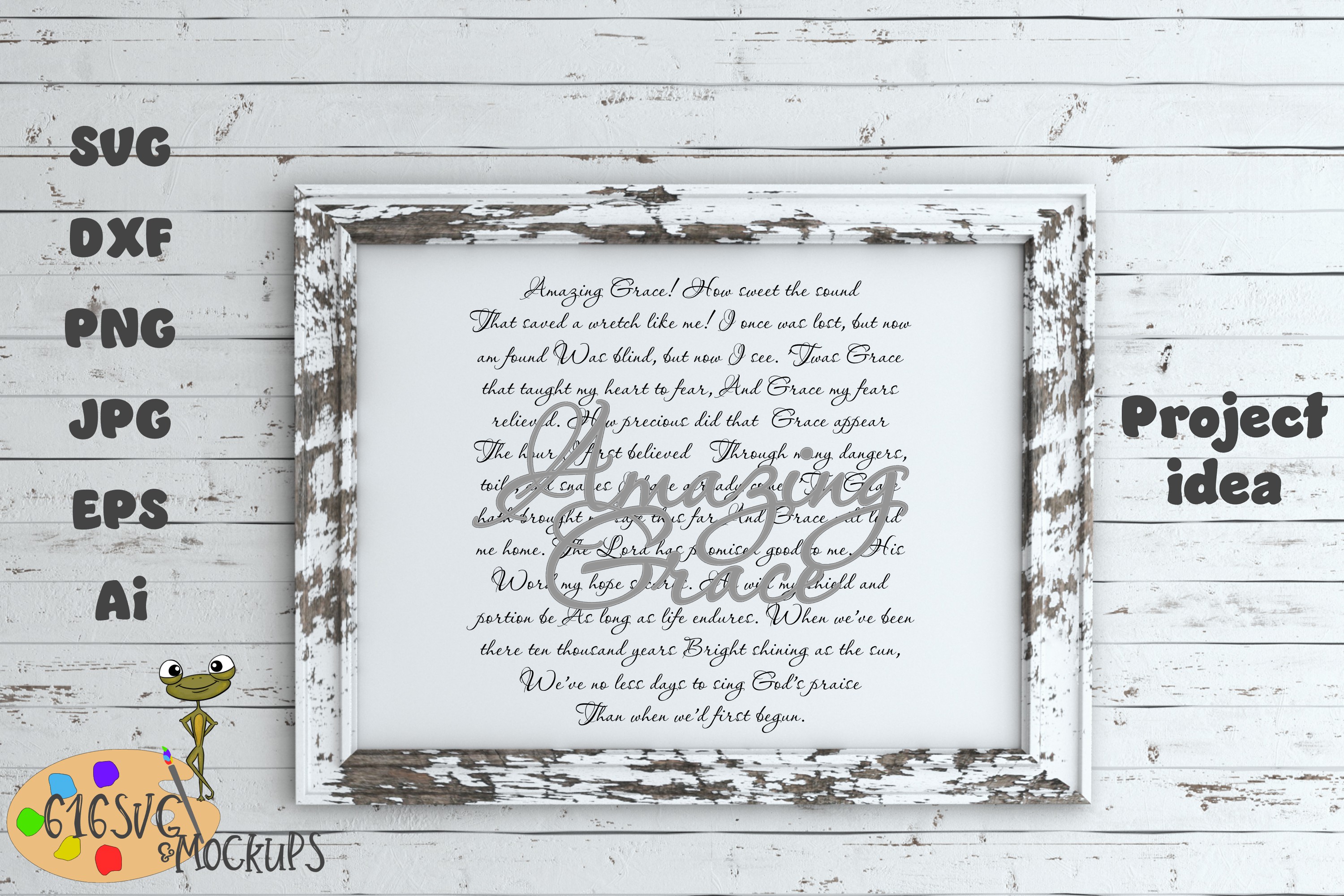 Amazing Grace Hymn Laser Designed SVG