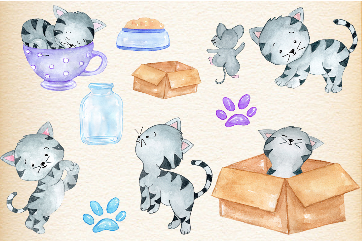 Watercolor Cats clipart
