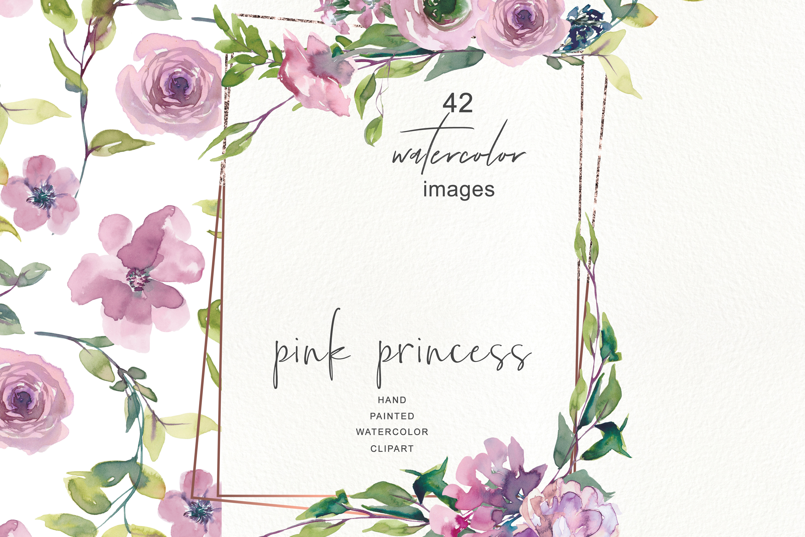 Watercolor Mauve Rose Clipart - Floral Frame Collection (167480 ...