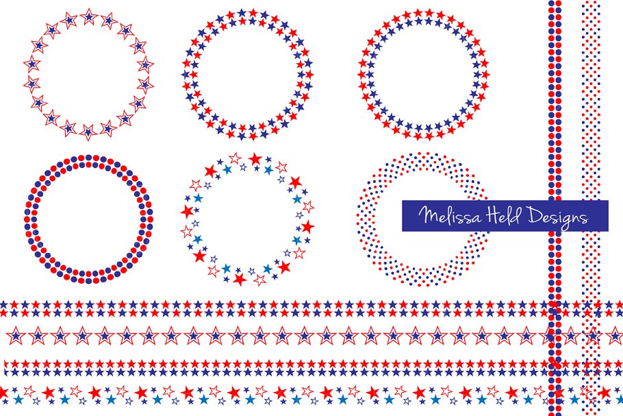 Red White Blue Frames & Borders