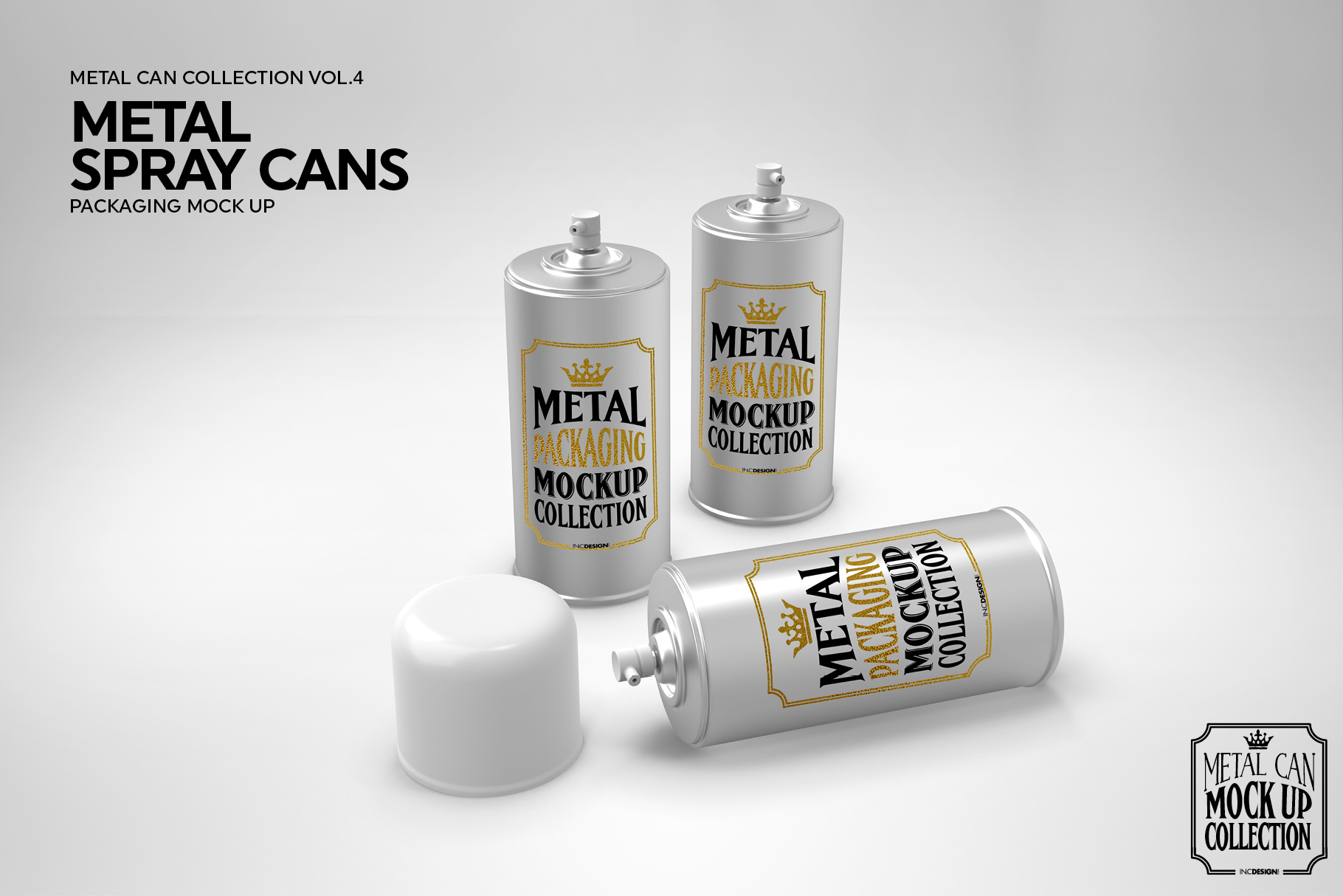Metal Spray Cans Packaging Mockup