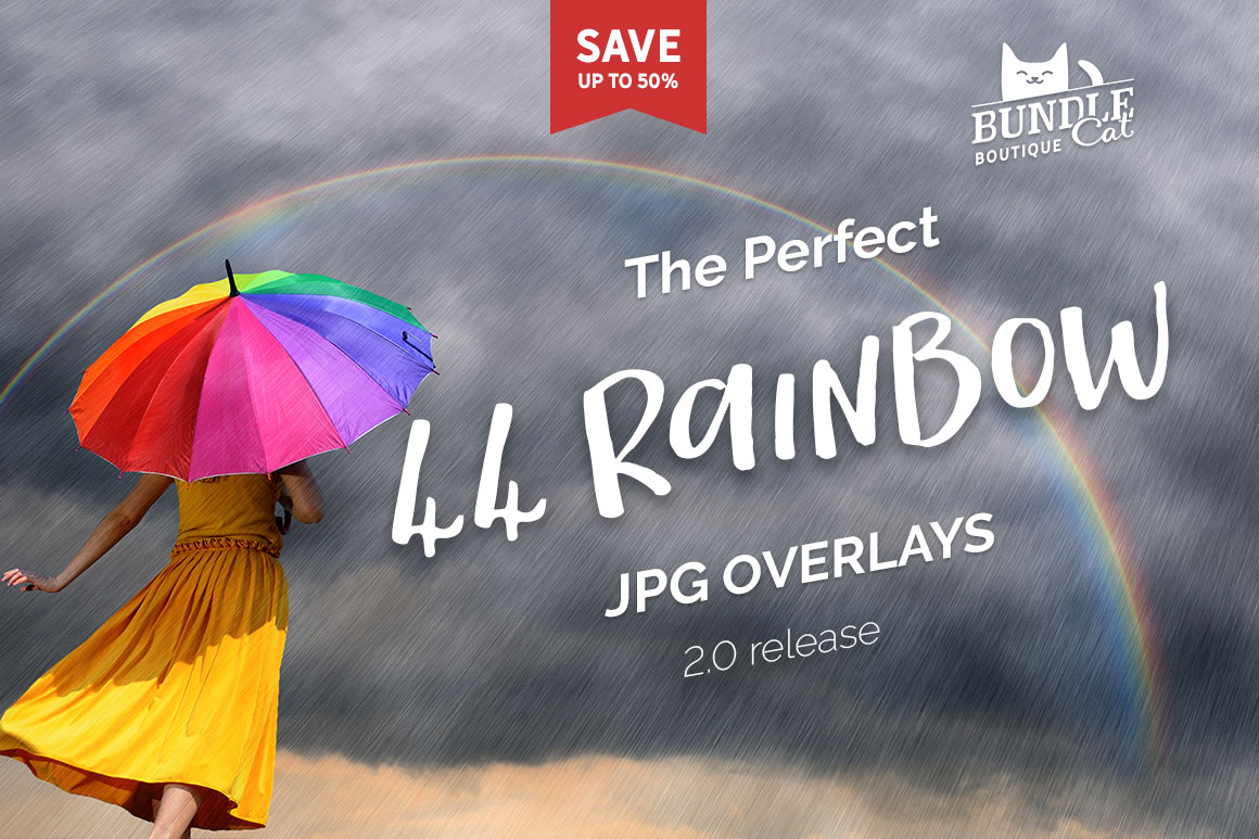 44 Rainbow Photo Overlays (85922) | Add ons | Design Bundles