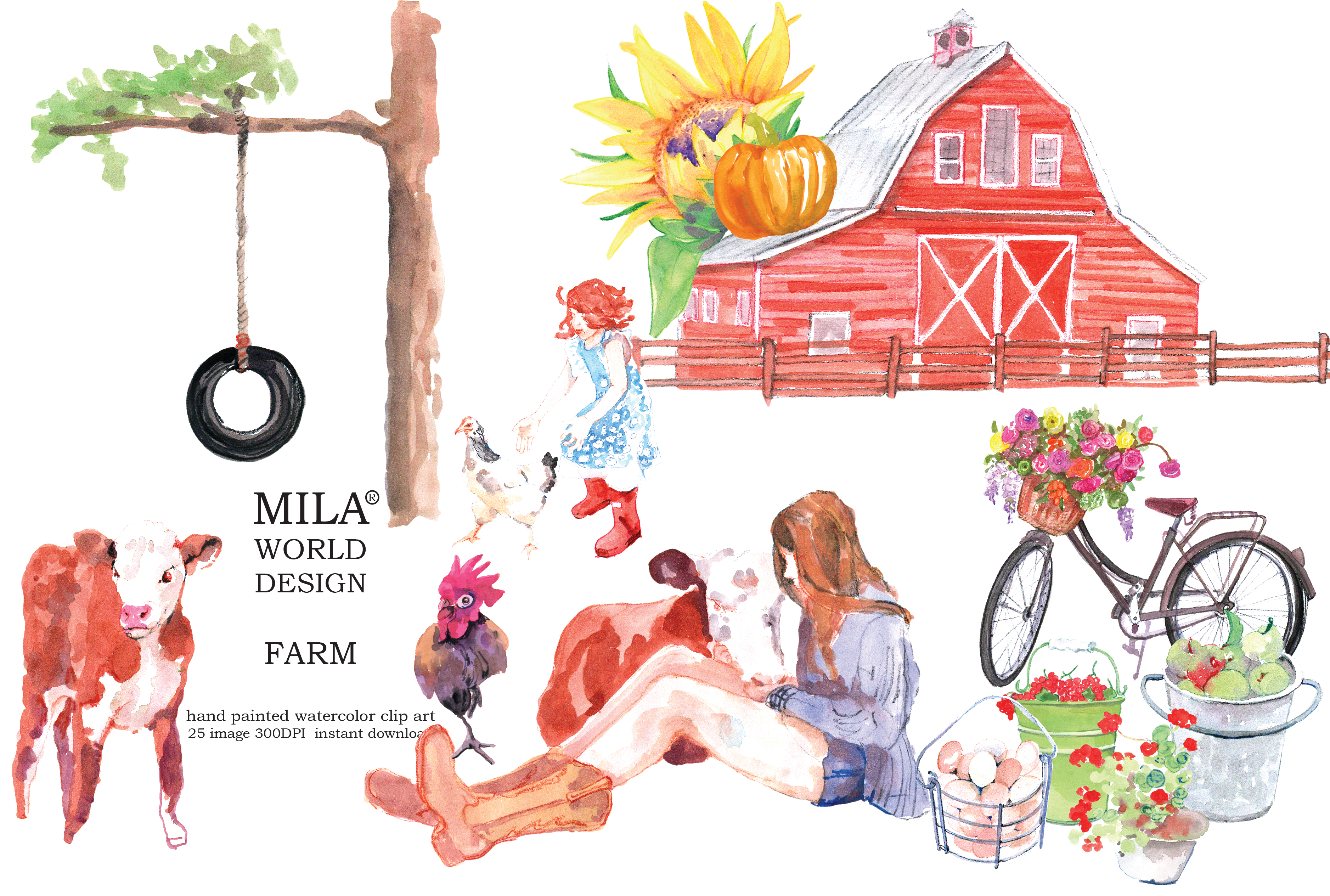 Watercolor Farm clipart