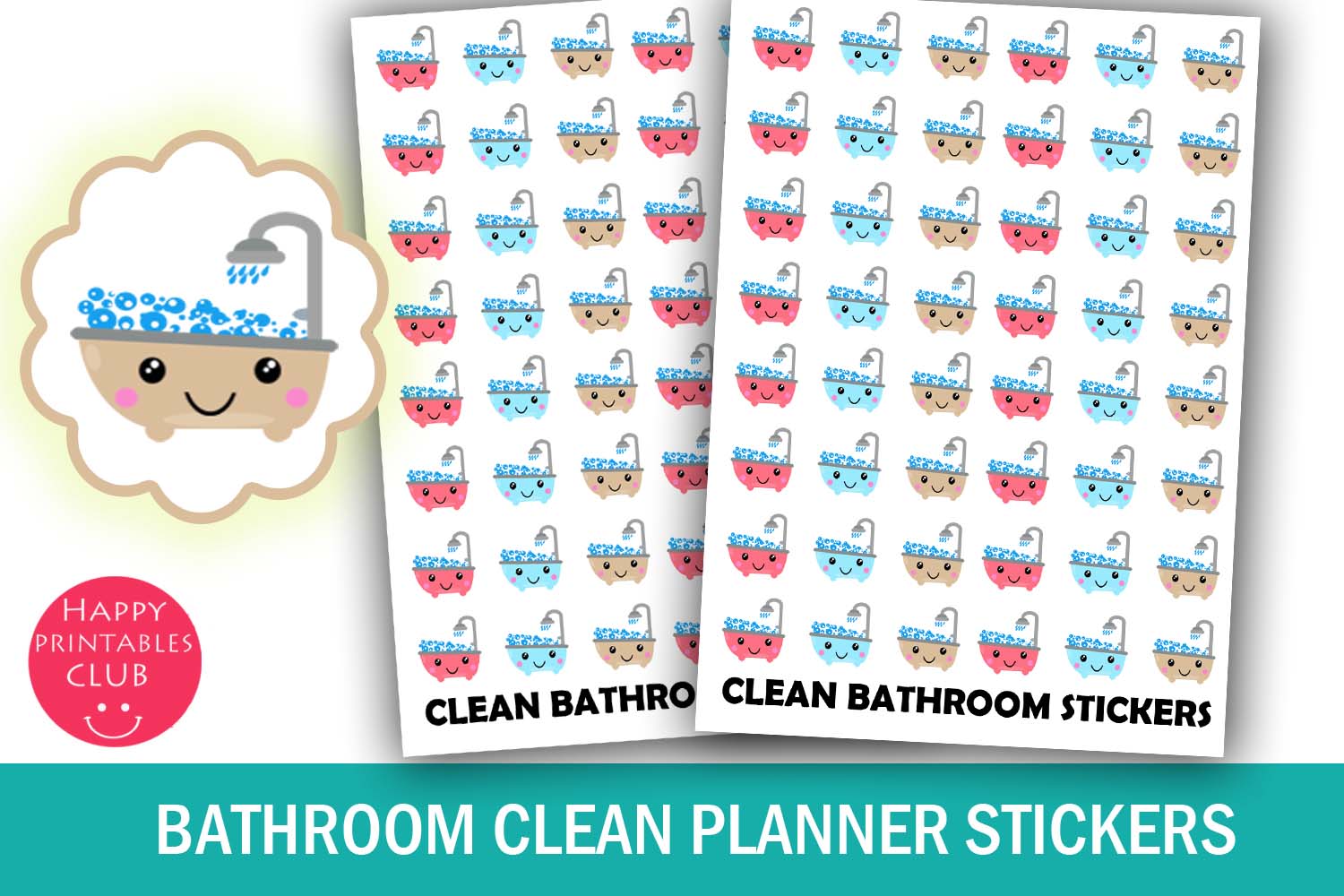 Clean Bathroom Planner Stickers-Bathroom Clean Stickers