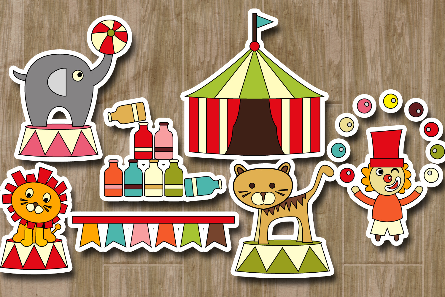 Circus tent, clown, lion, elephant, tiger graphics (94709 ...