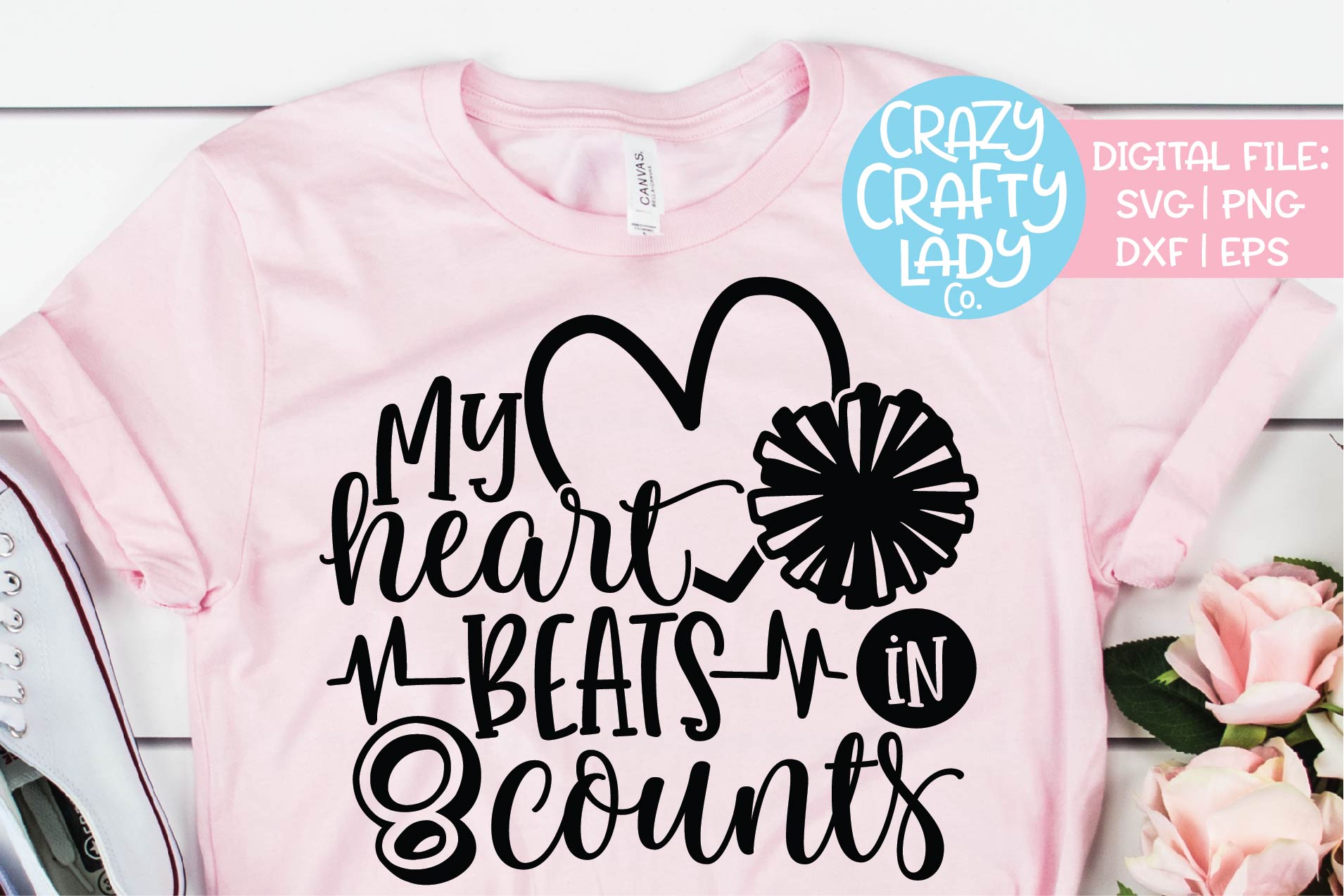 My Heart Beats in 8 Counts Cheer SVG DXF EPS PNG Cut File (289299 ...