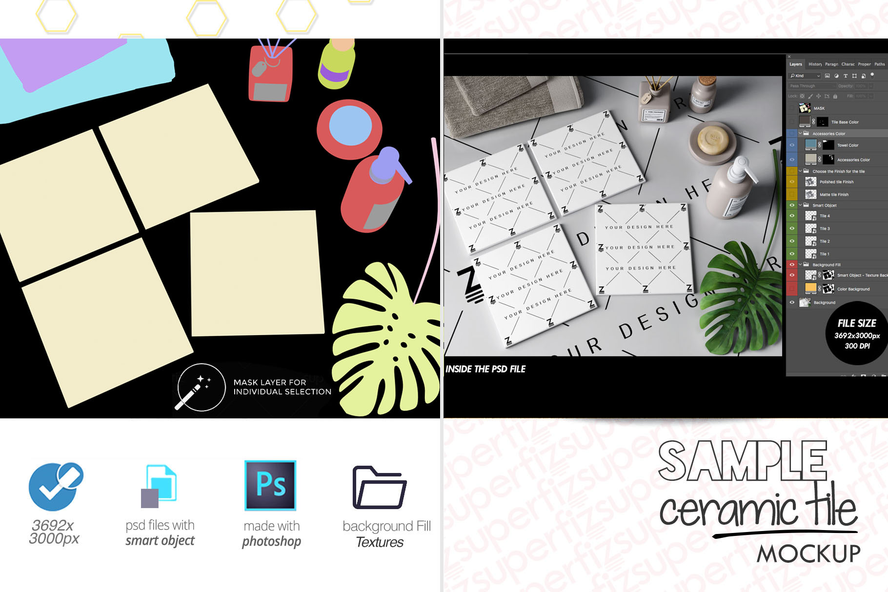 Sample Ceramic Tile Mockup PSD SM91Q