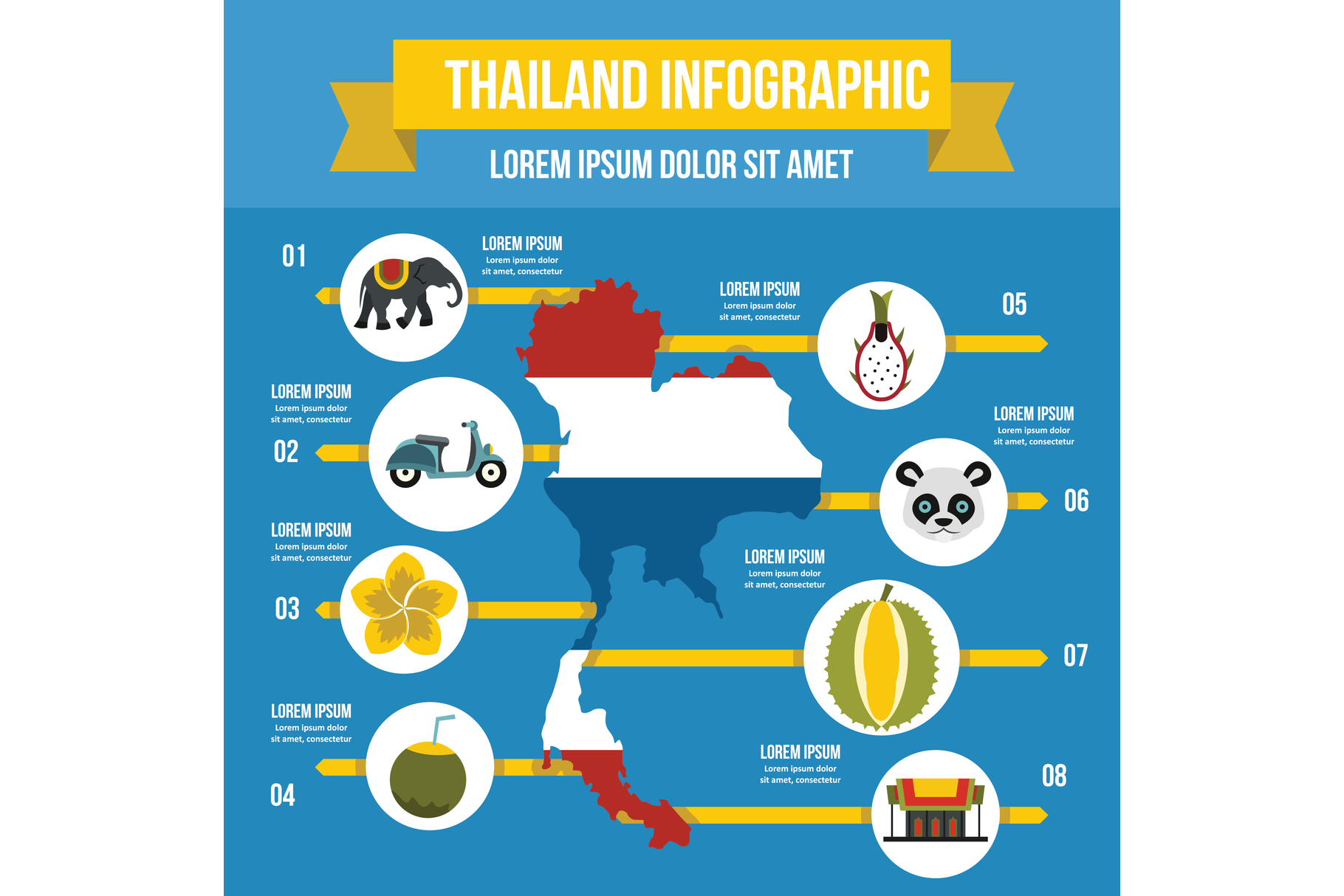 Thailand travel infographic concept, flat style