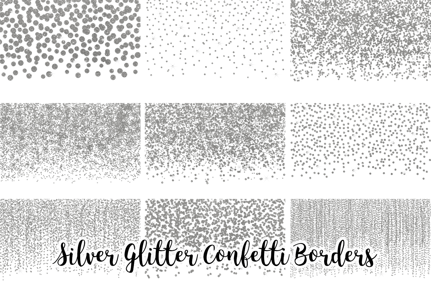 Silver Glitter Confetti Borders