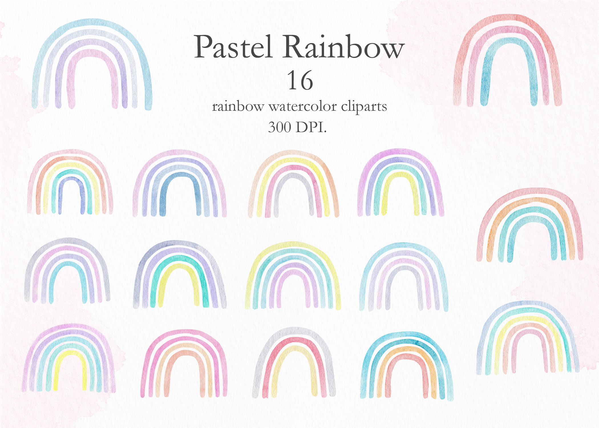 Watercolor Pastel Rainbow Collection