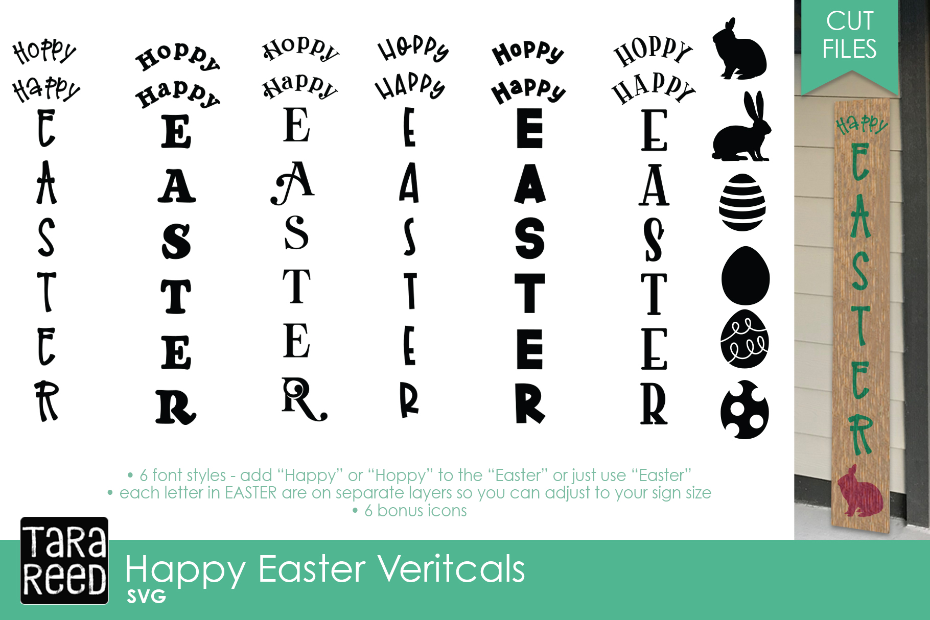 Happy Easter Vertical Signs - Easter SVG & Cut Files