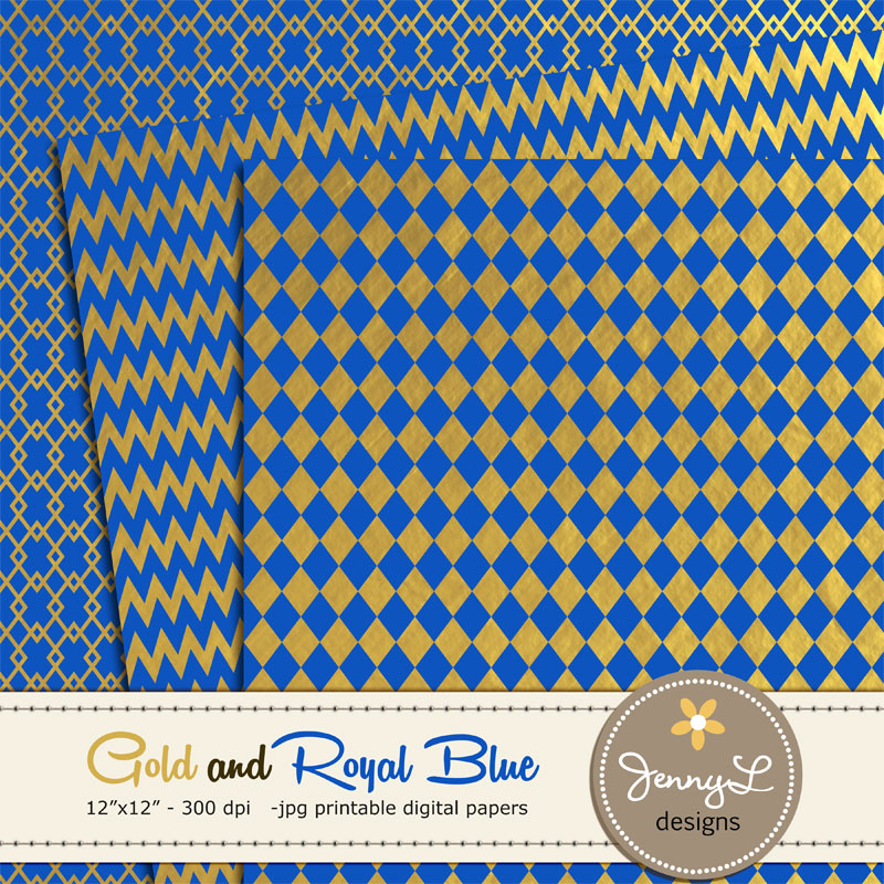 Royal Blue and Gold Geometric Digital Papers (82784) | Backgrounds ...