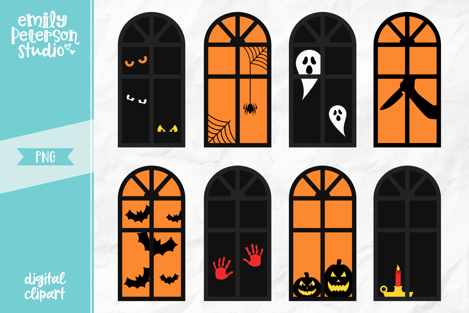 Halloween Windows Clipart Illustration PNG