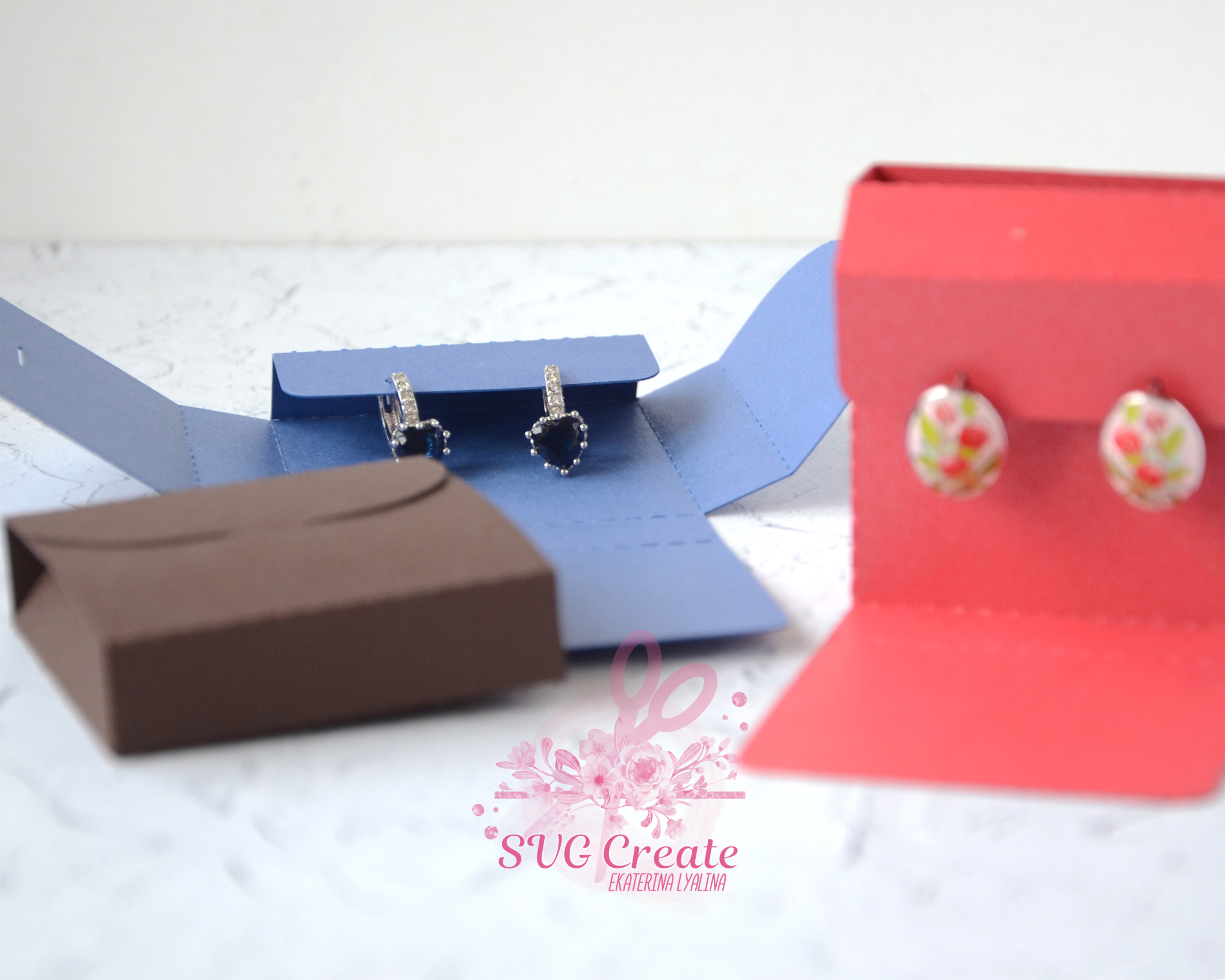 Earring box template card display svg jewelry favor print