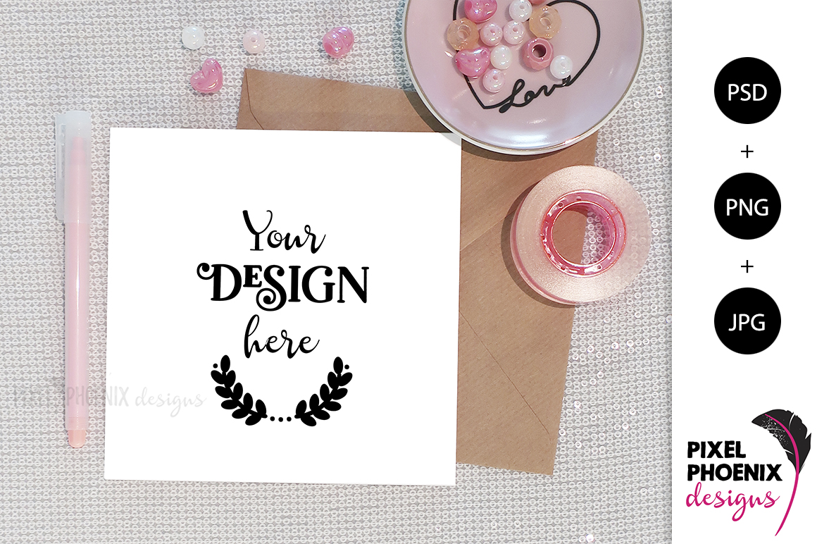 Square Love Card Mockup