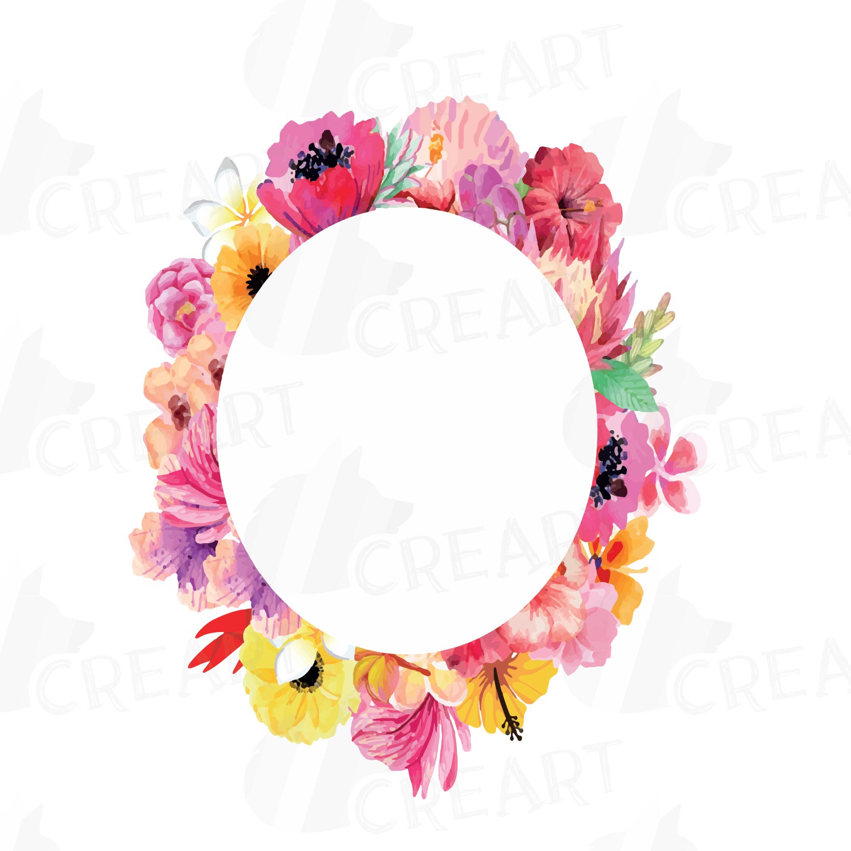 Floral frames watercolor clip art collection, Borders, sweet digital ...
