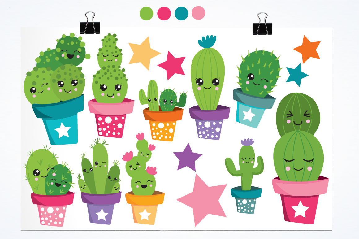 Cactus Friends graphics and illustrations