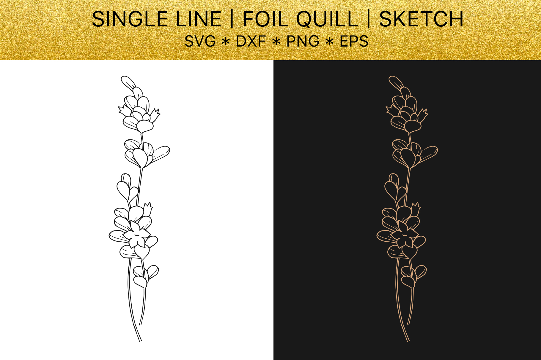 Foil quill svg Flowers Lavender golden monogram (283777) | SVGs ...