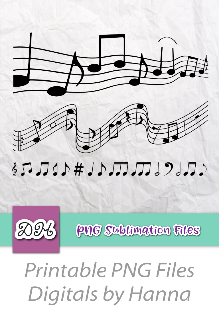 Musical Notes Music Staff Melody Sign Sublimation Print PNG (539600 ...