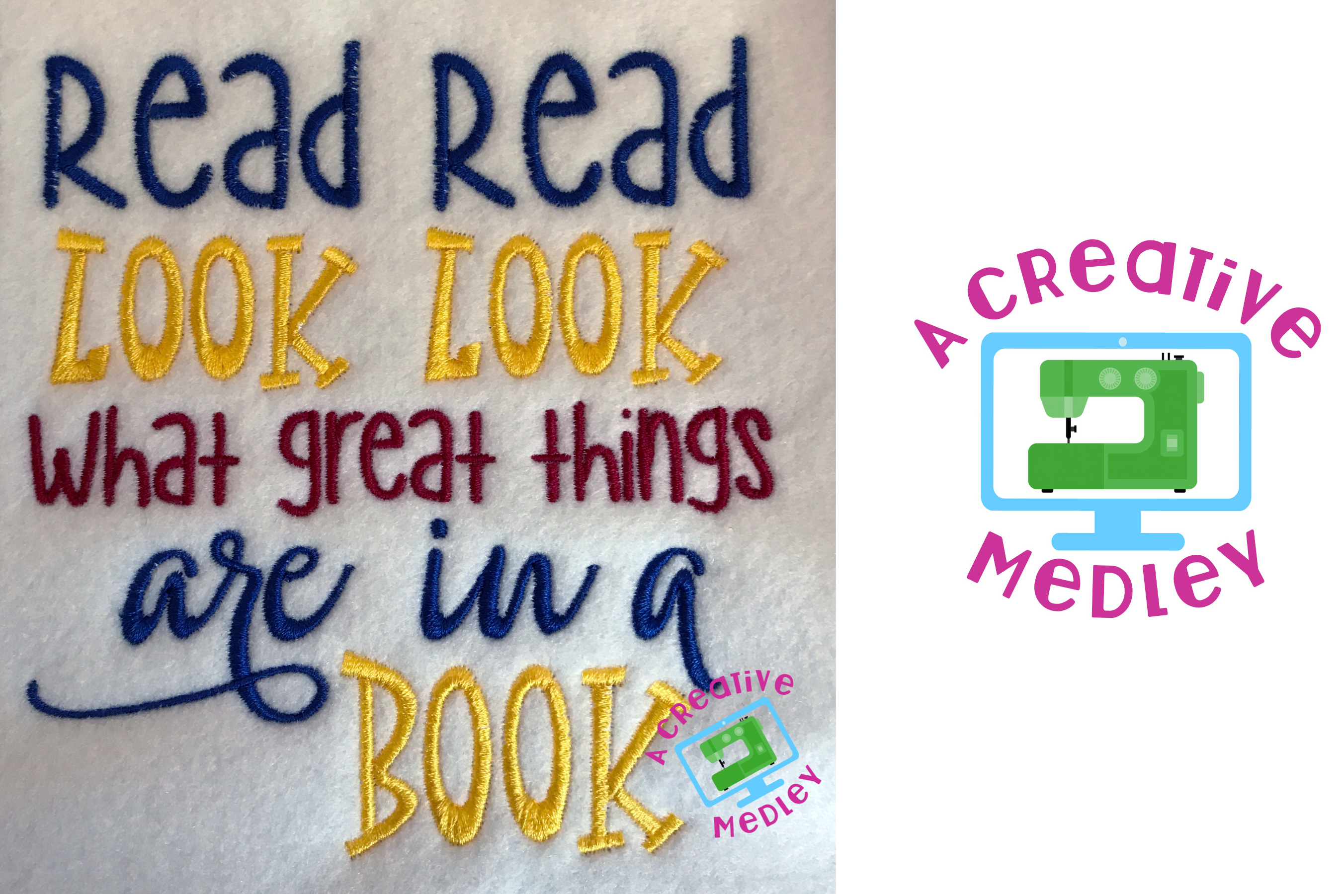 Read Read Look Look Word Art (82648) | Embroidery | Design Bundles