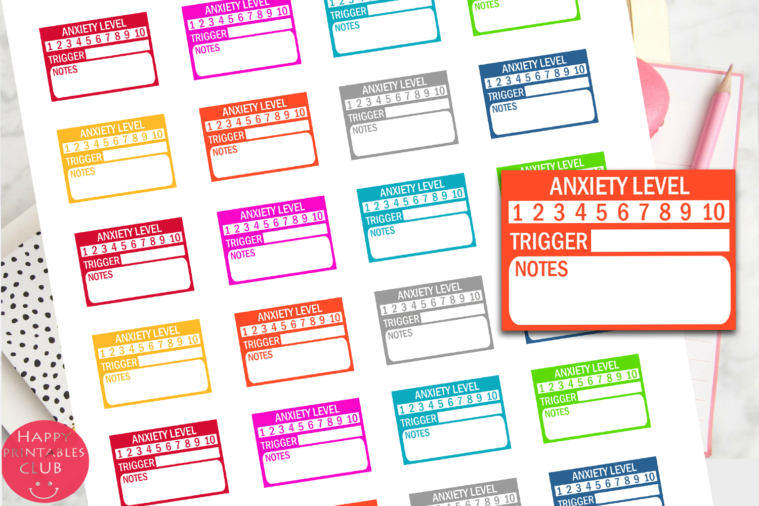 Anxiety Tracker Stickers-Stress Tracker-Planner Stickers (125252 ...