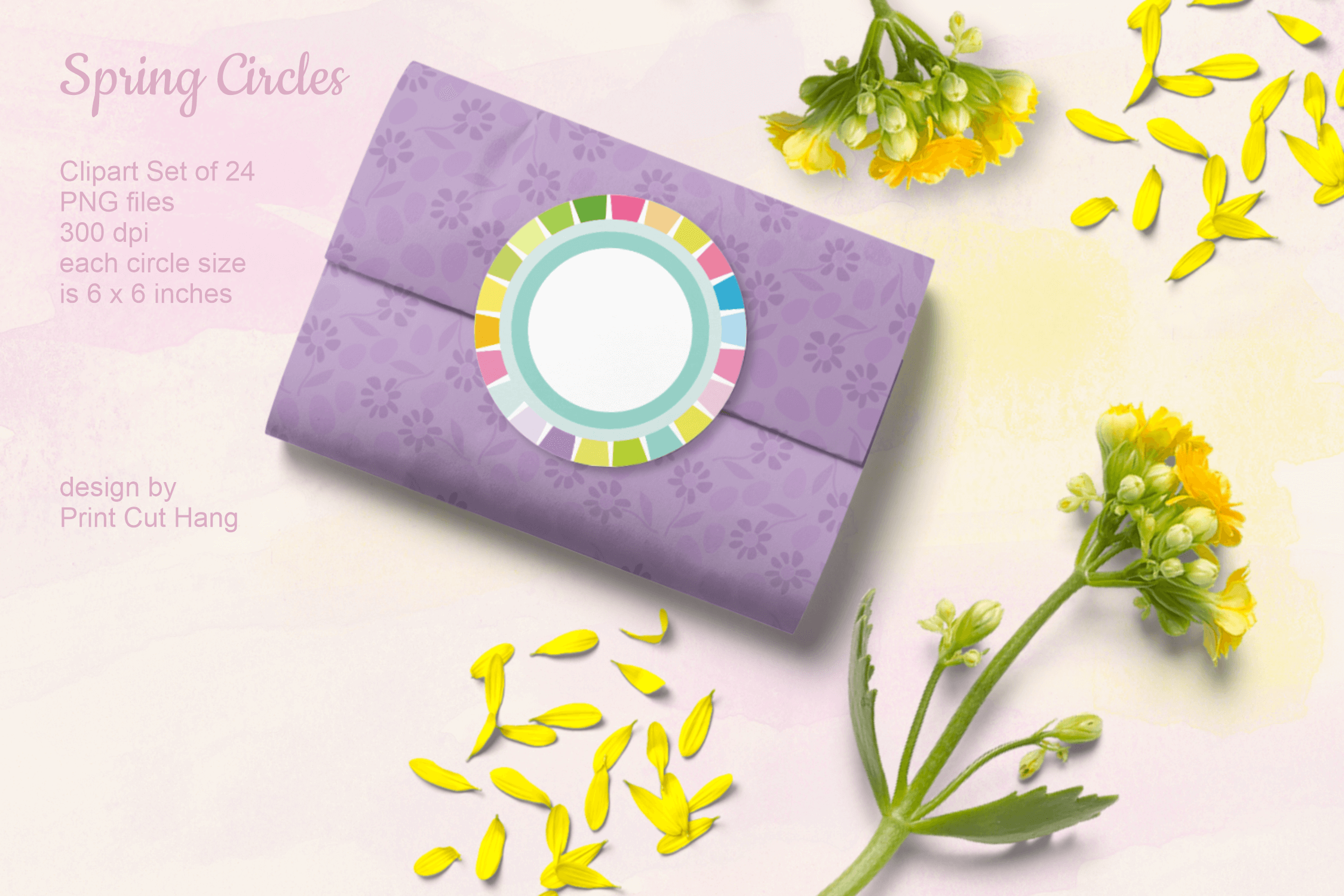 Spring Circle Frames Clipart Set of 24 PNG files (441518) | Decorations ...